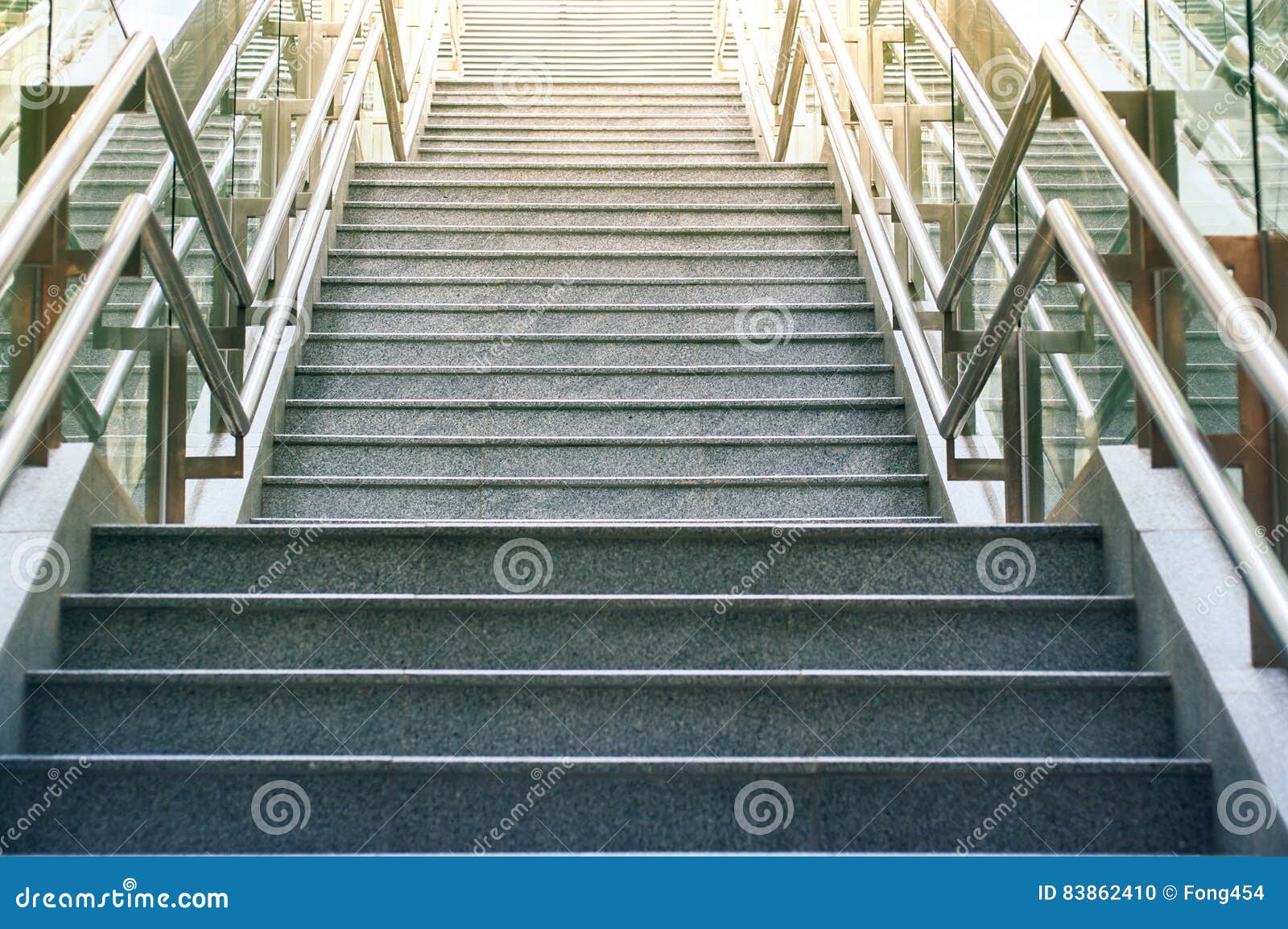 Front View of Long Stairs Going Up with Bright Sunlight. Stock Photo ...