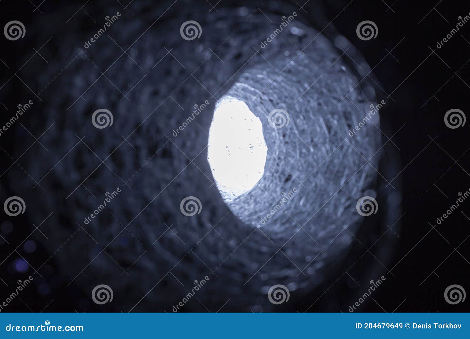 Front View Looking Inside a Flexible Pipe with Thermal Fiberglass ...