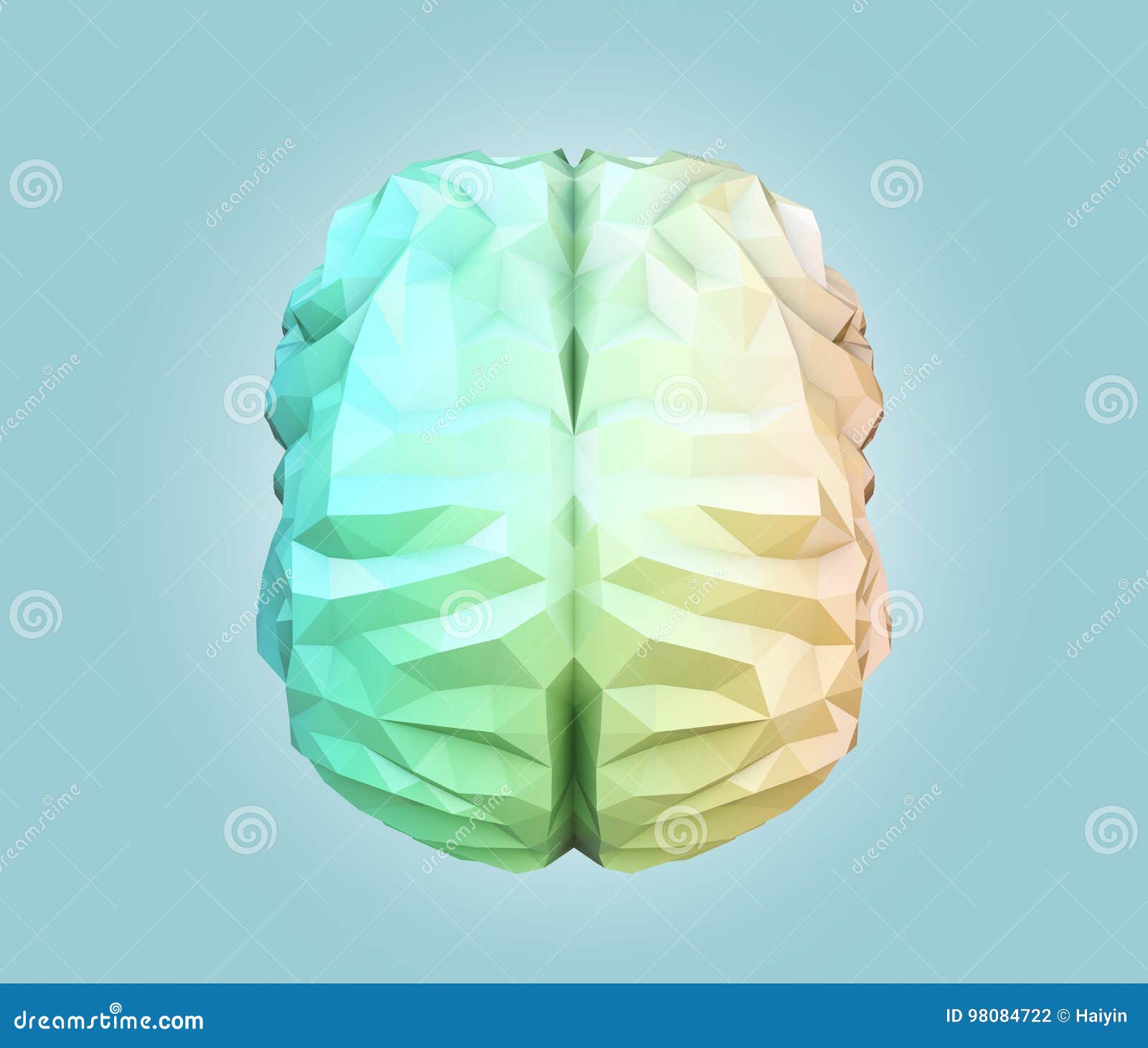 Front View of Low Poly Brain Model. Concept for Artificial Intelligence ...