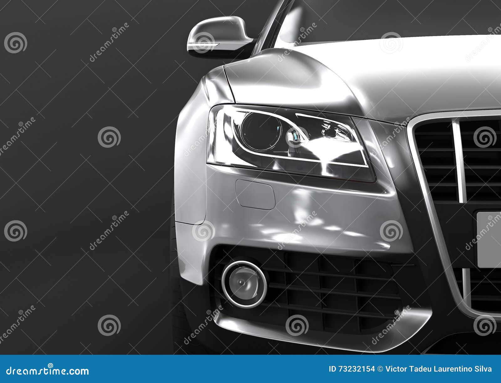 Front View of Luxury Car in a Black Background Stock Illustration ...