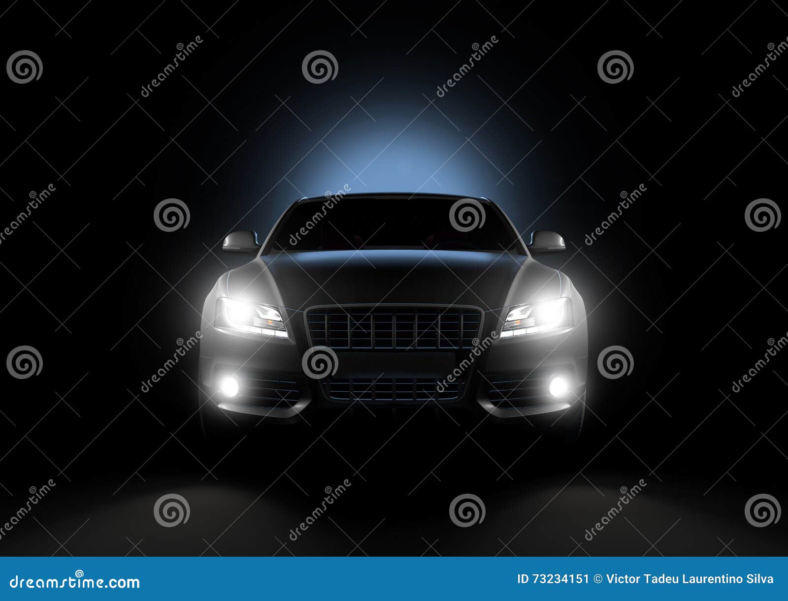 Front View of Luxury Car in a Black Background Stock Illustration ...