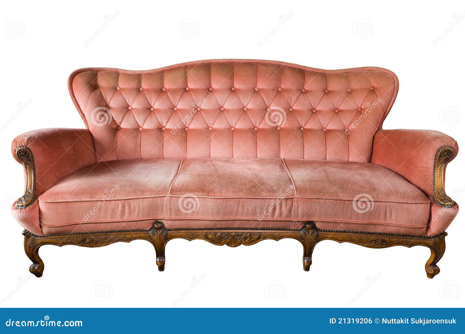 Front View of Luxury Vintage Sofa Isolated Stock Photo - Image of ...