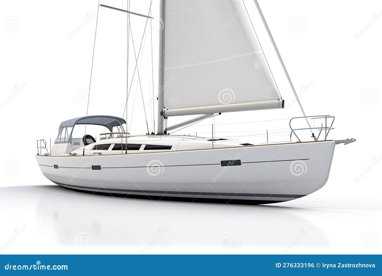 Front View Luxury White Long Sailboat, Isolated on White Background ...