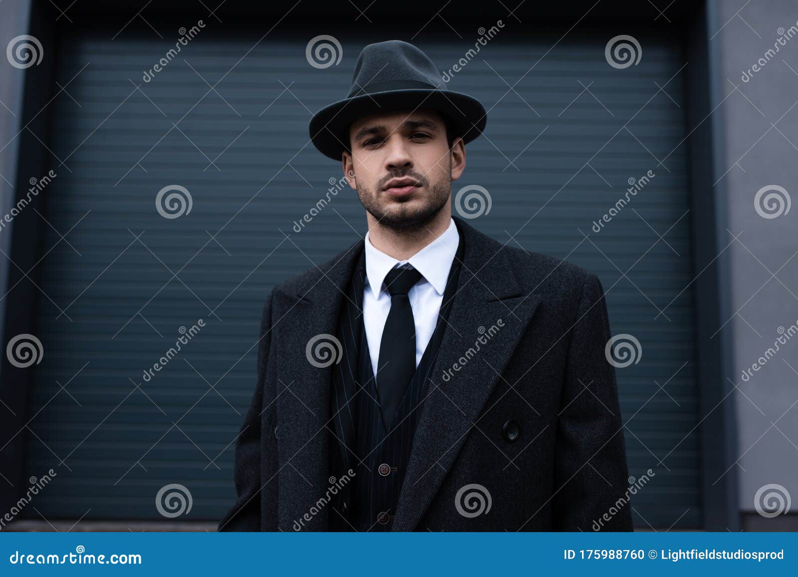 Front View of Mafioso in Black Stock Photo - Image of danger, criminal ...