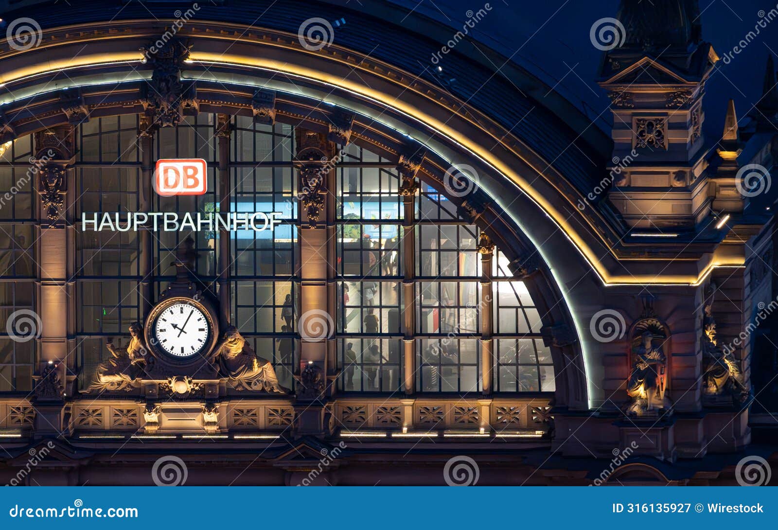 Front View of the Main Station Building at Night Editorial Photography ...