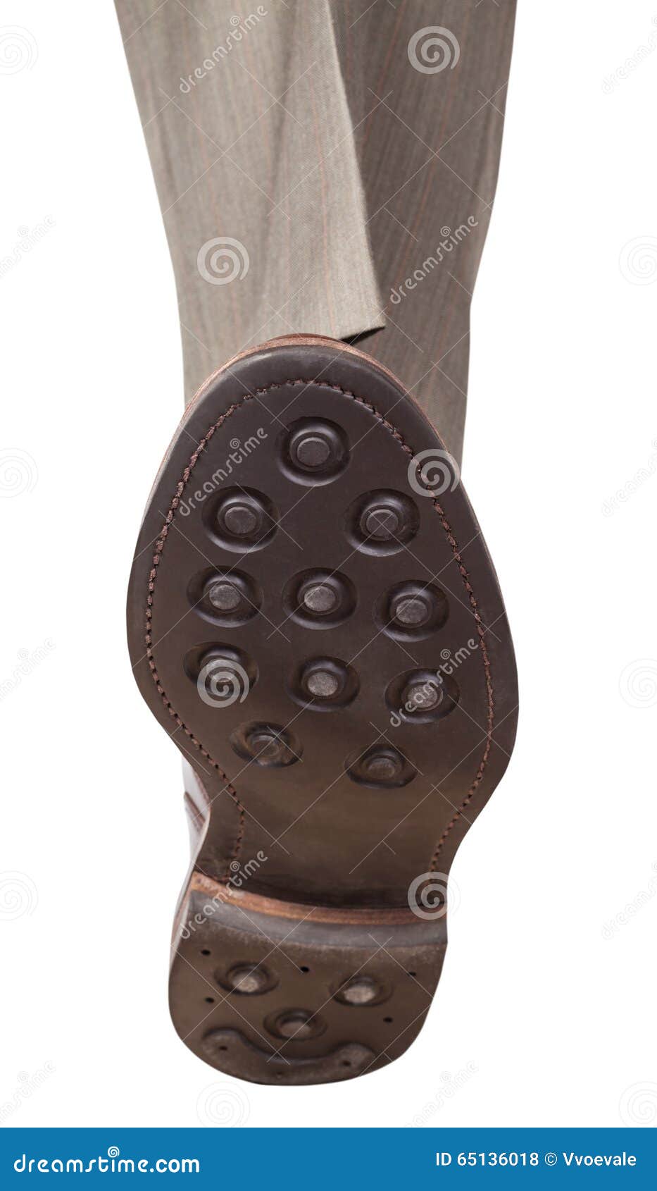 Front View of Male Foot in Brown Shoe Steps Stock Photo - Image of ...
