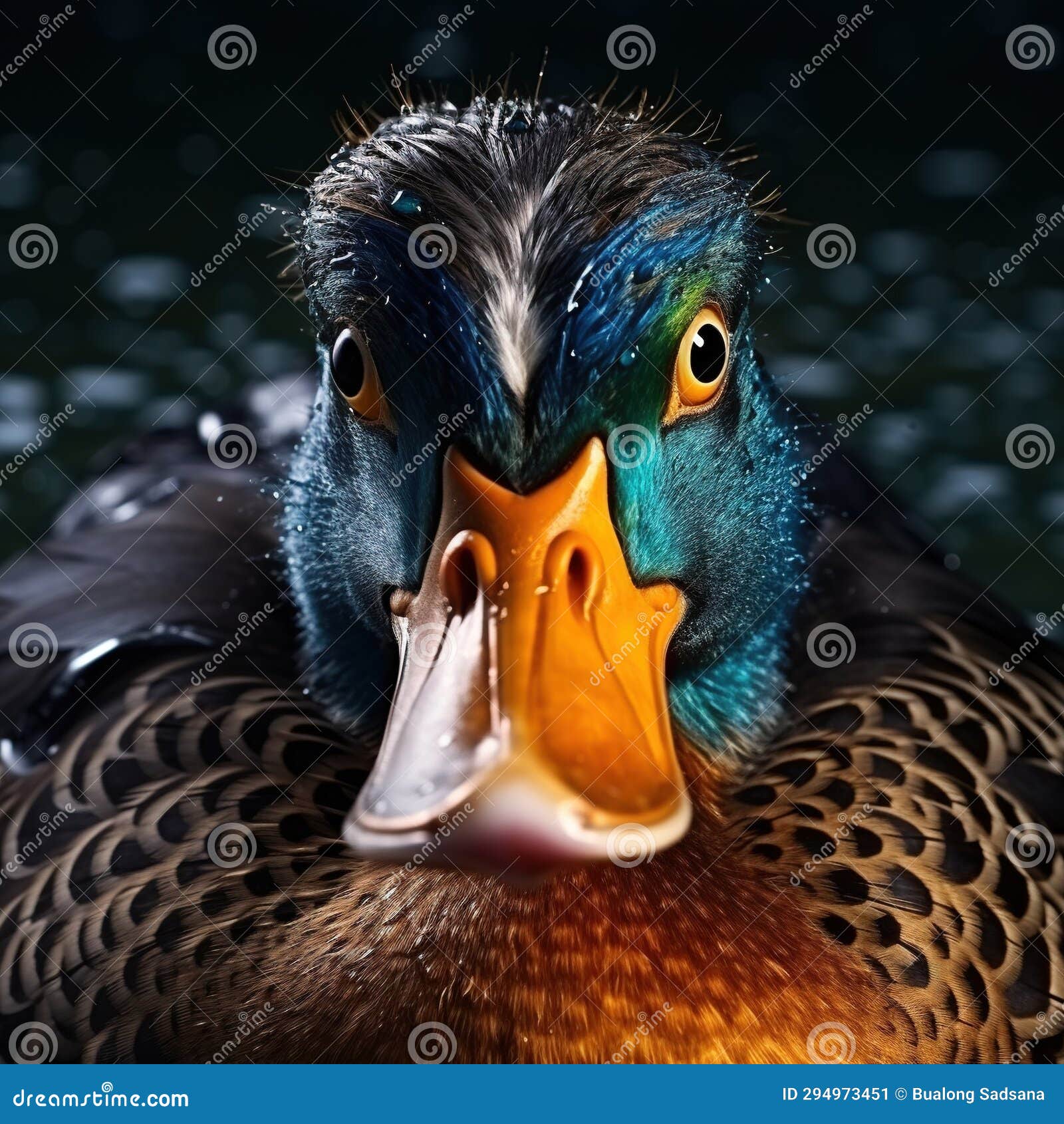 Front View of a Mallard Duck Made with Generative AI Illustration Stock ...