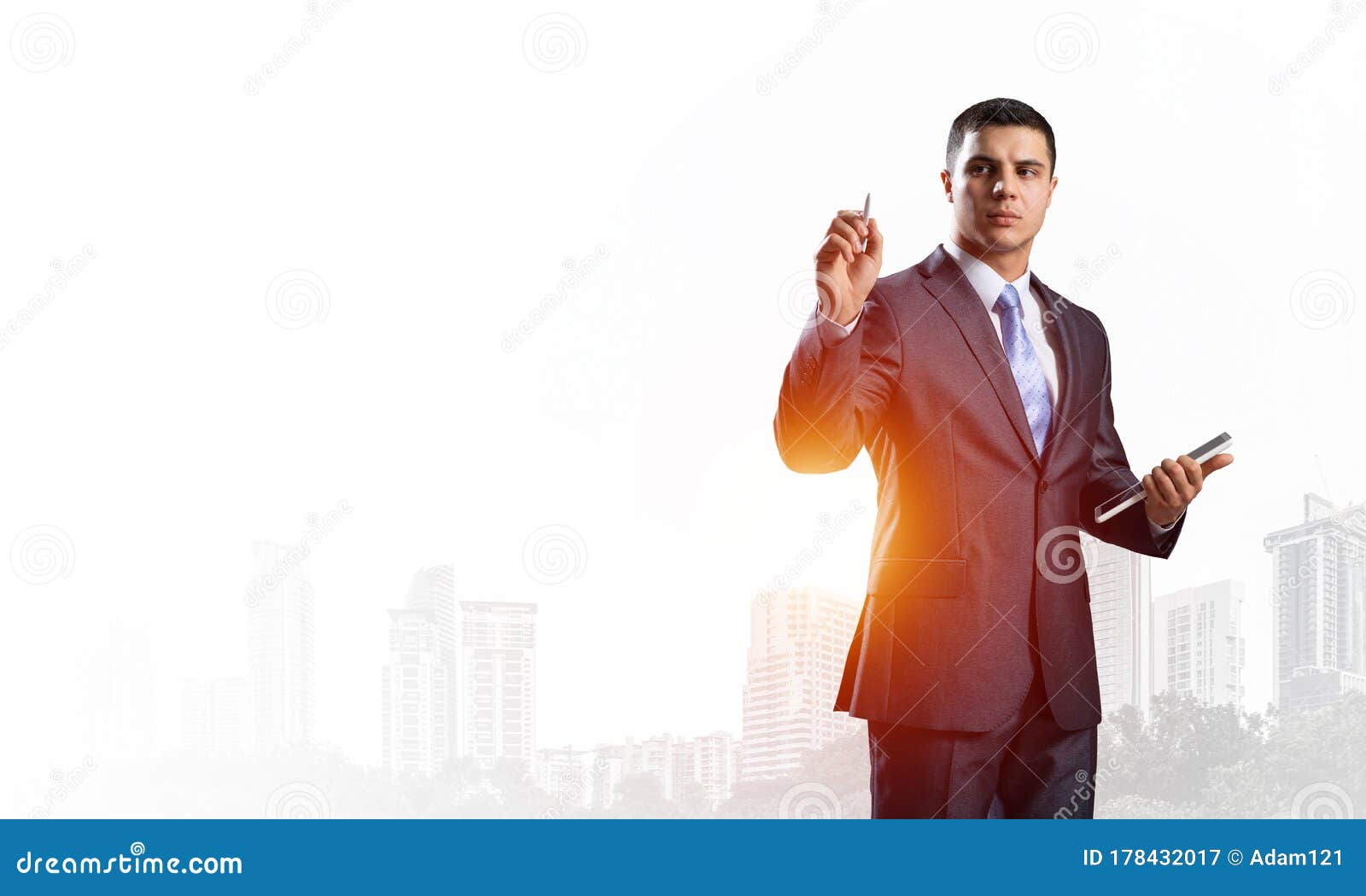 Front View of Man in Business Suit and Tie Stock Image - Image of ...