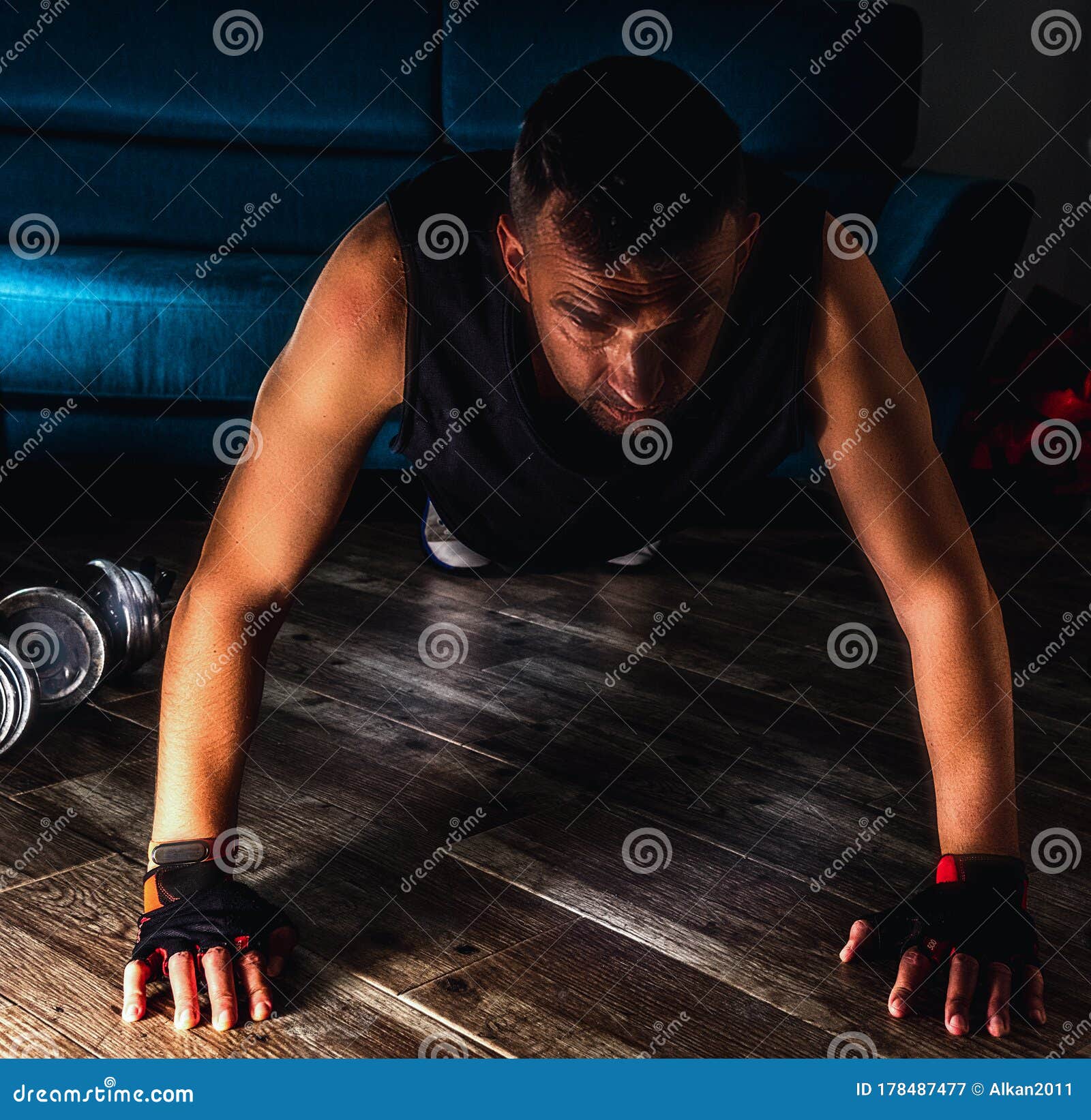 Front View of a Man Doing Push Ups Stock Image - Image of sportsman ...