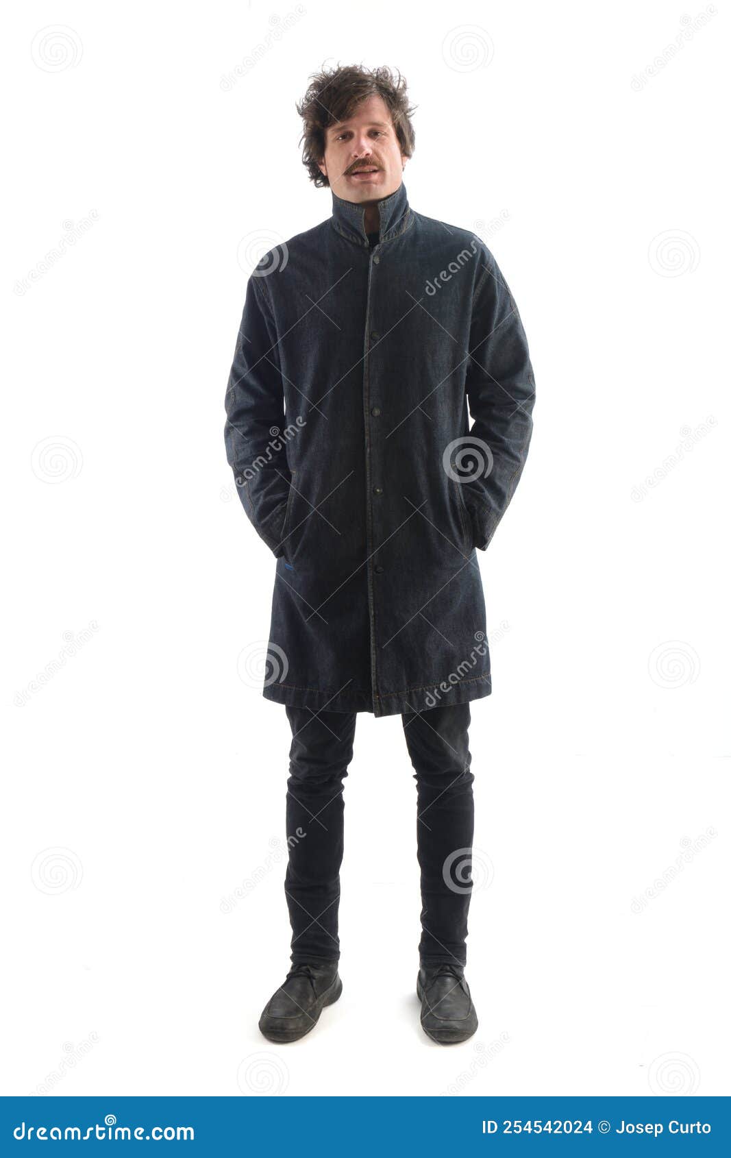 Front View of a Man Isolated on White Stock Photo - Image of coat ...