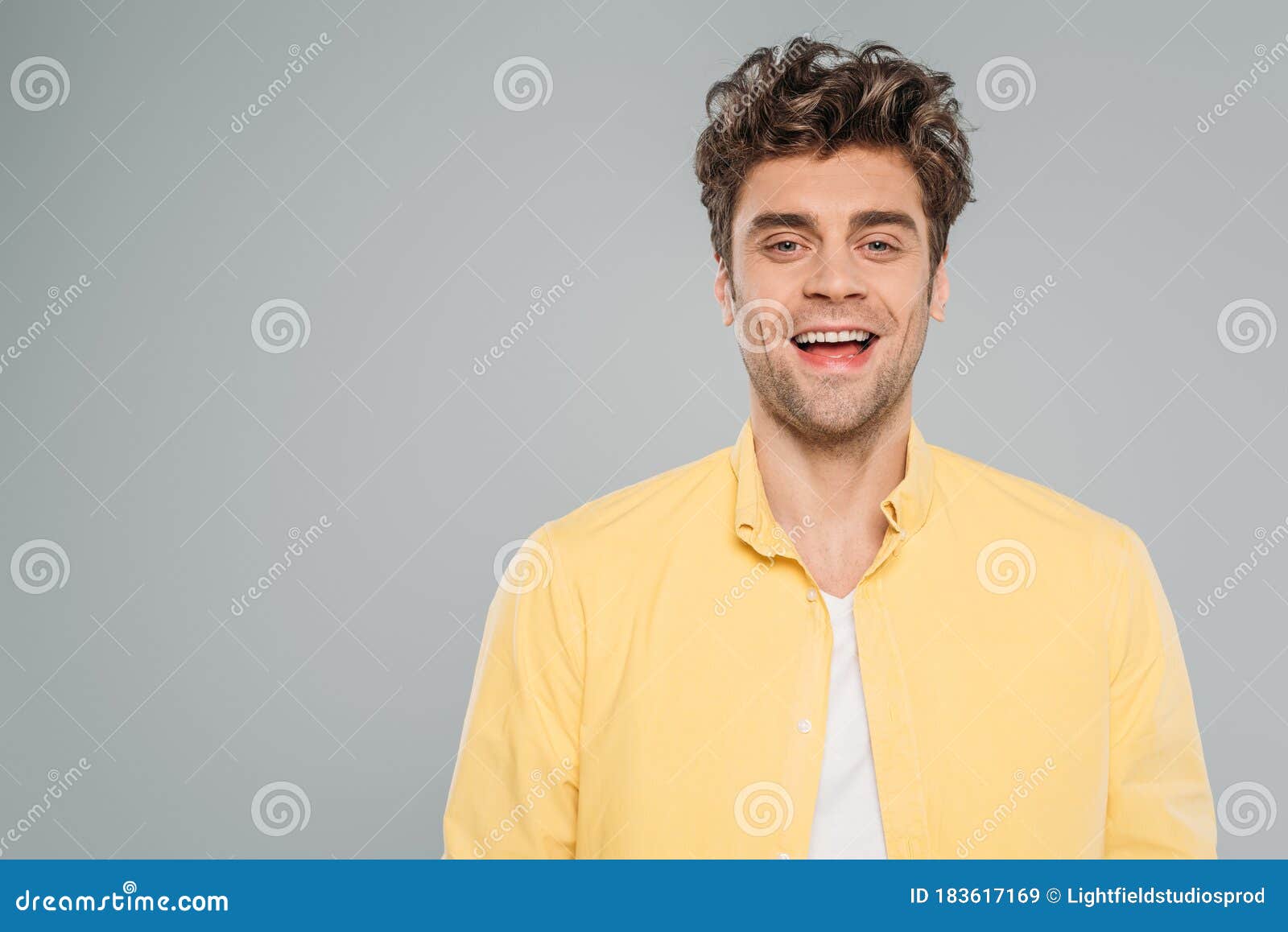 Front View of Man Smiling and Looking at Camera Stock Image - Image of ...