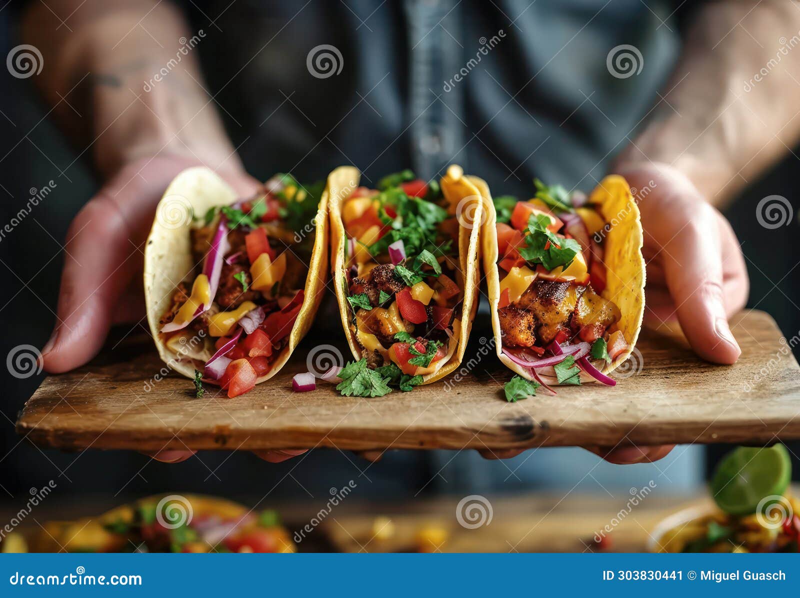 Front view man with tacos stock illustration. Illustration of meal ...