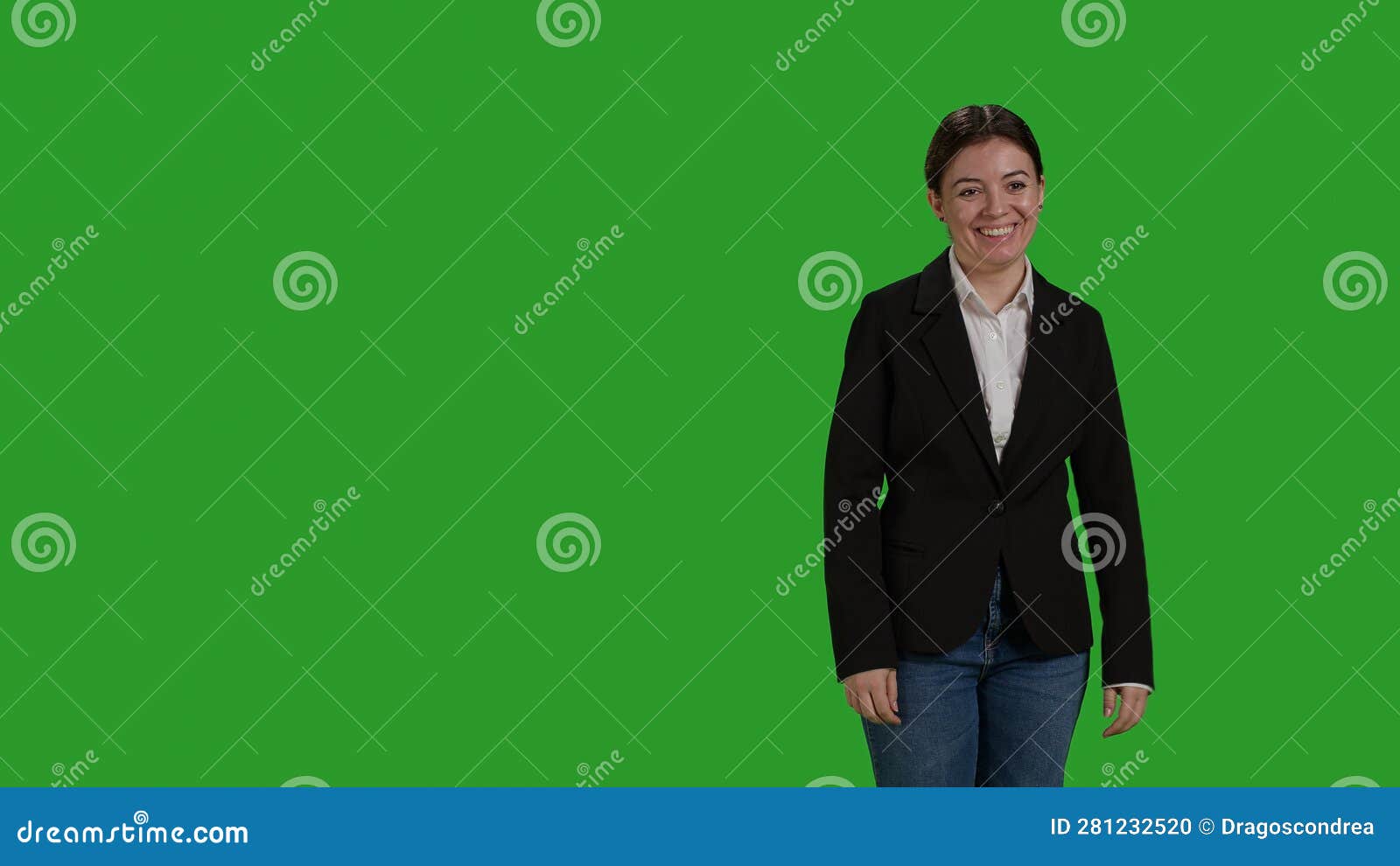 Front View of Manager Standing on Greenscreen Backdrop Stock Photo ...