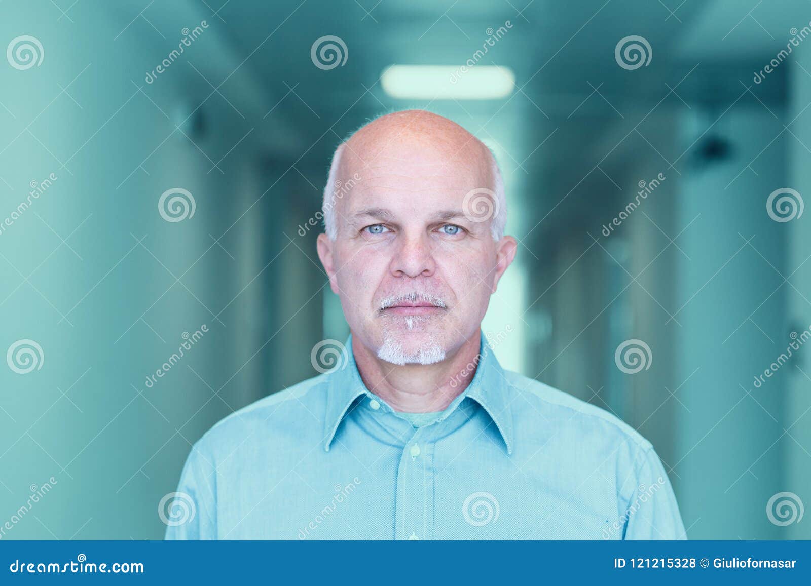 Front View of Mature Man Looking Stoic Stock Photo - Image of contact ...