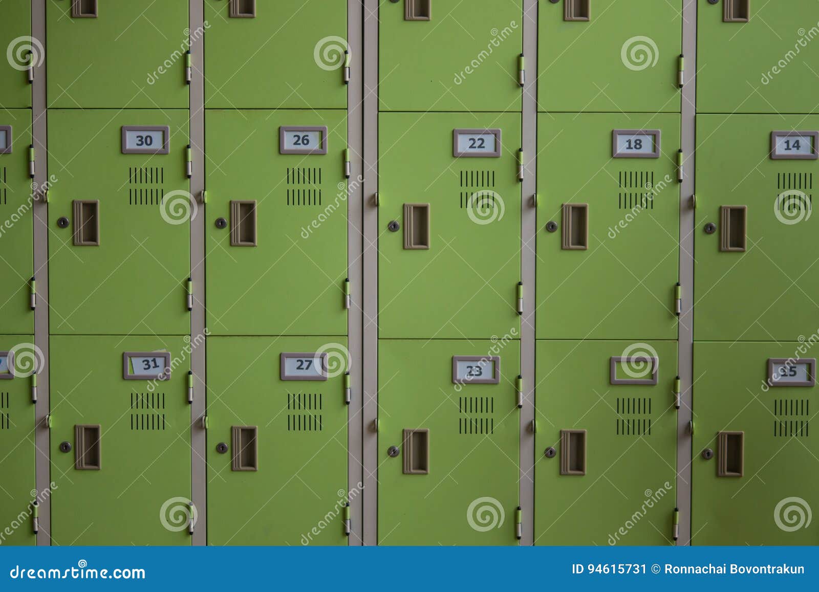 A Front View of a Metal Lockers with Numbers on the Door Stock Image ...