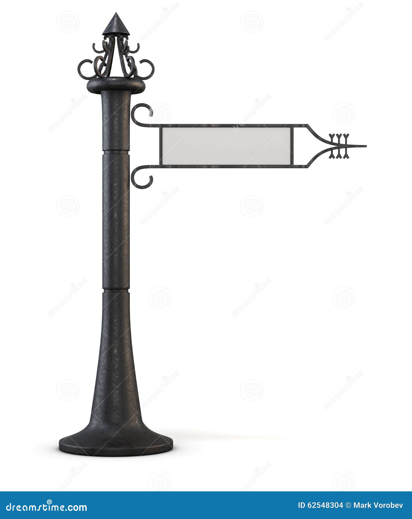 Front View of a Metal Sign Pointer Isolated on White Background. Stock ...