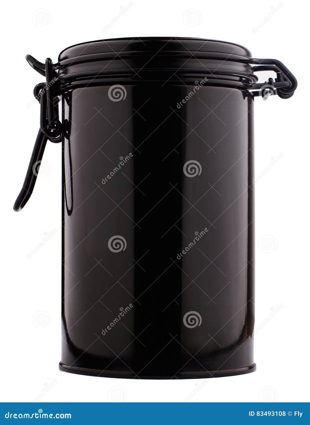 Front View of Metallic Black Thin Can Container Cylinder Form is Stock ...