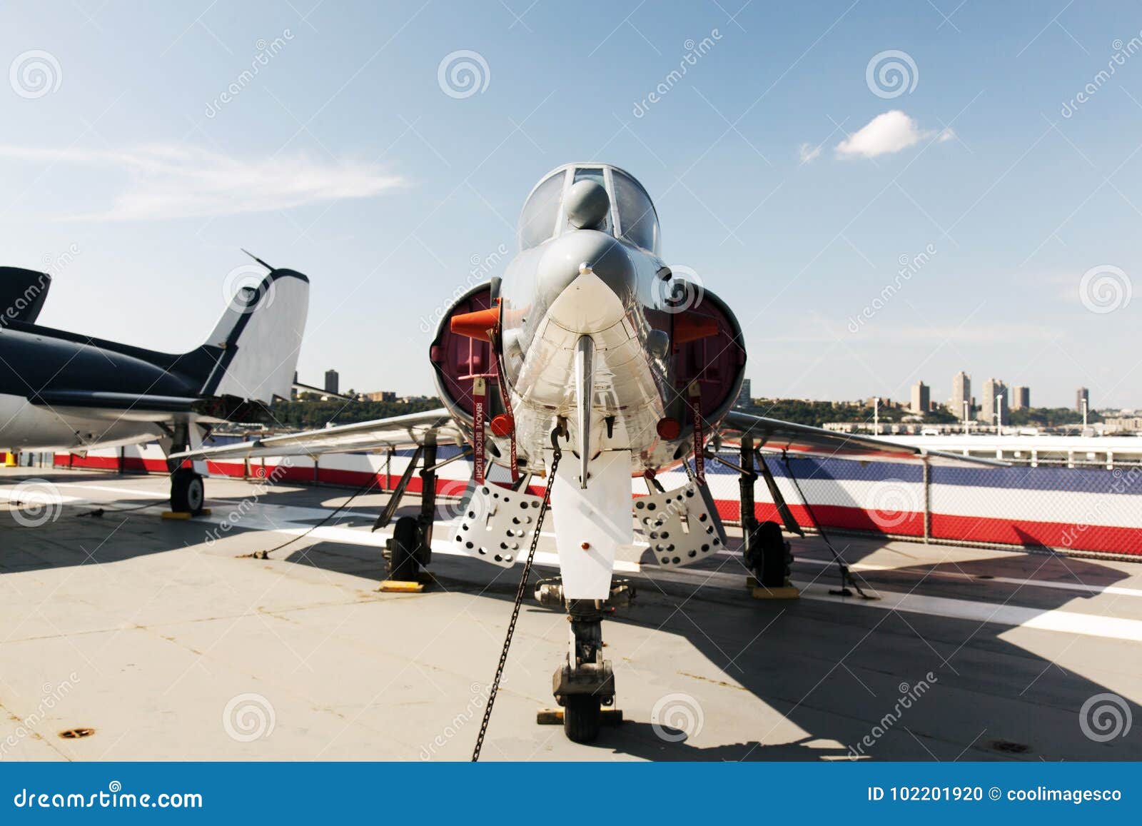 A Front View of a Military Jet Fighter Plane Stock Photo - Image of ...