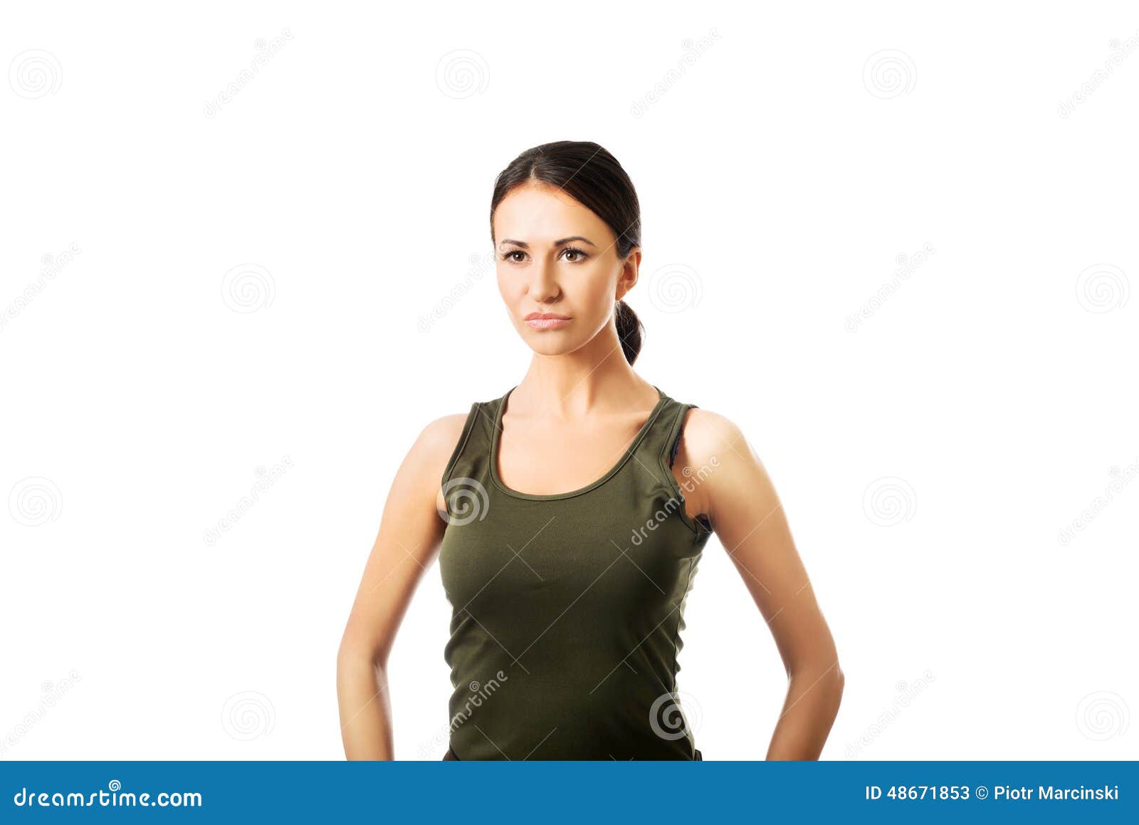 Front View of a Military Woman Standing Strong Stock Image - Image of ...