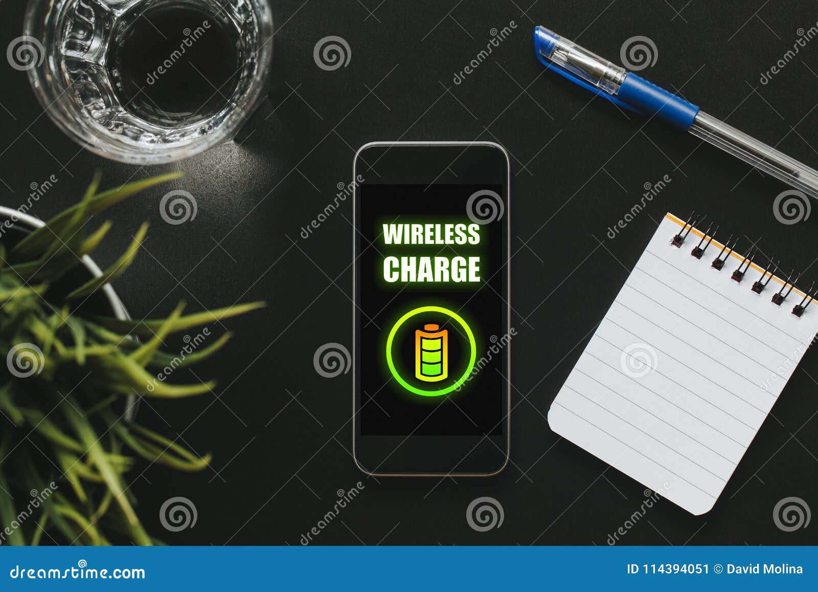 Front View of Mobile Phone with Wireless Charge in the Screen. Stock ...