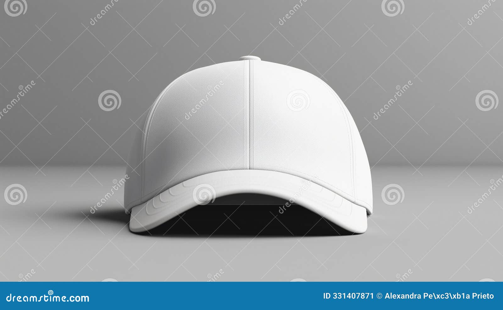 Front View Mockup of a White Baseball Cap on Gray Background Stock ...