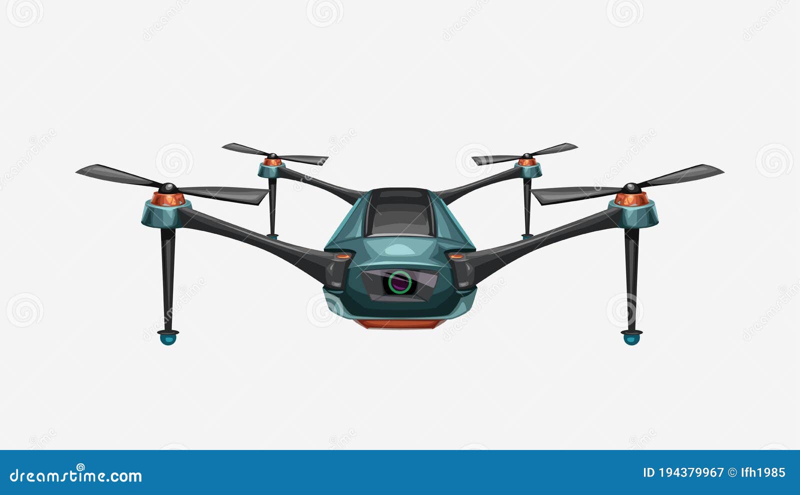 Front View Modern Colorful Drone on White Stock Vector - Illustration ...