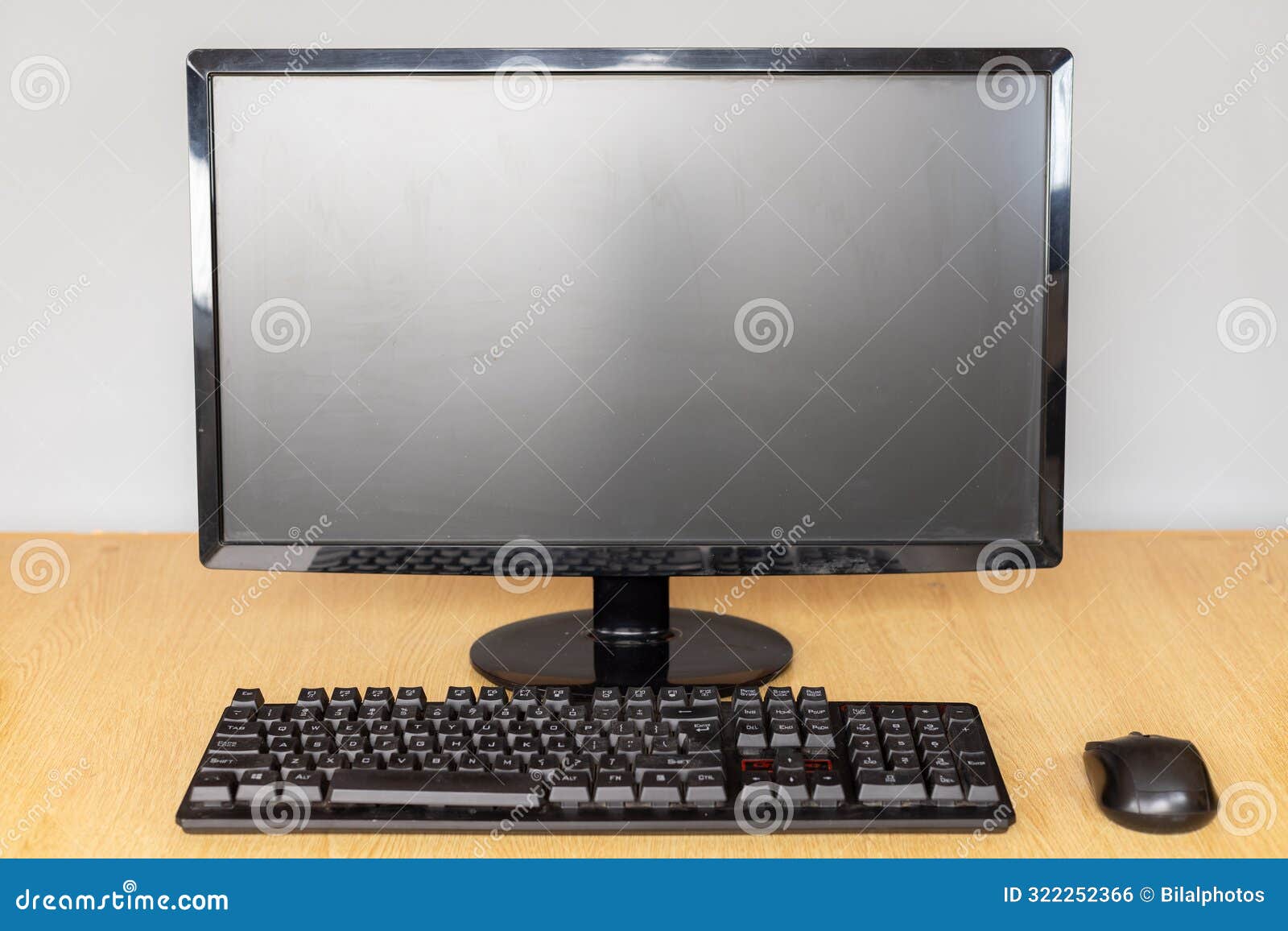 Front View of a Modern Desktop Computer Setup with Monitor, Keyboard ...