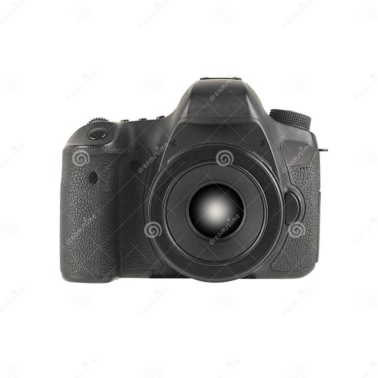 Front View of Modern DSLR Camera Stock Image - Image of digital ...