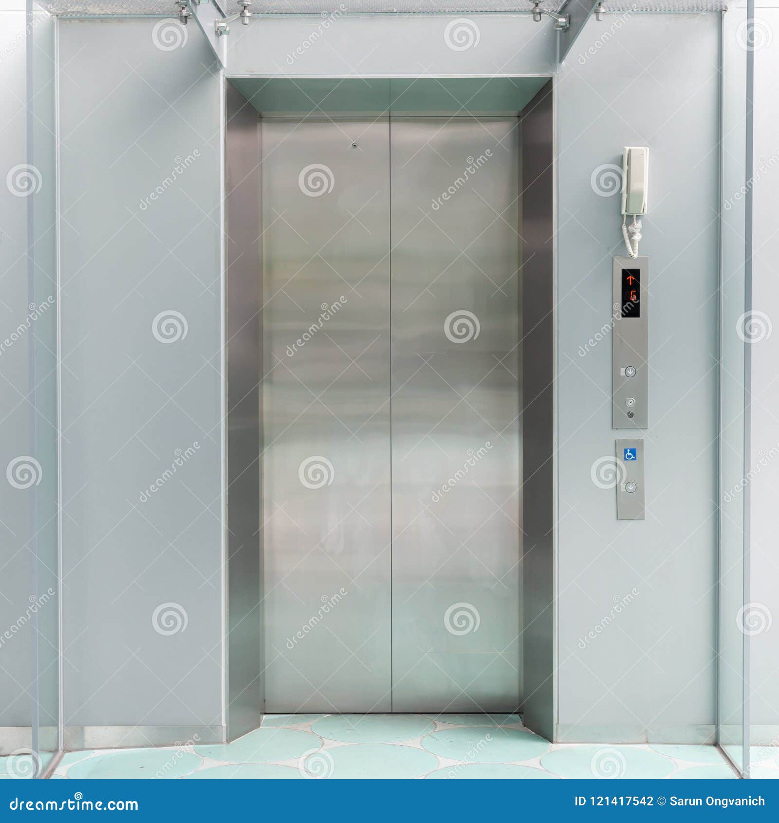 Front View of Elevator with Closed Doors. Stock Photo - Image of close ...
