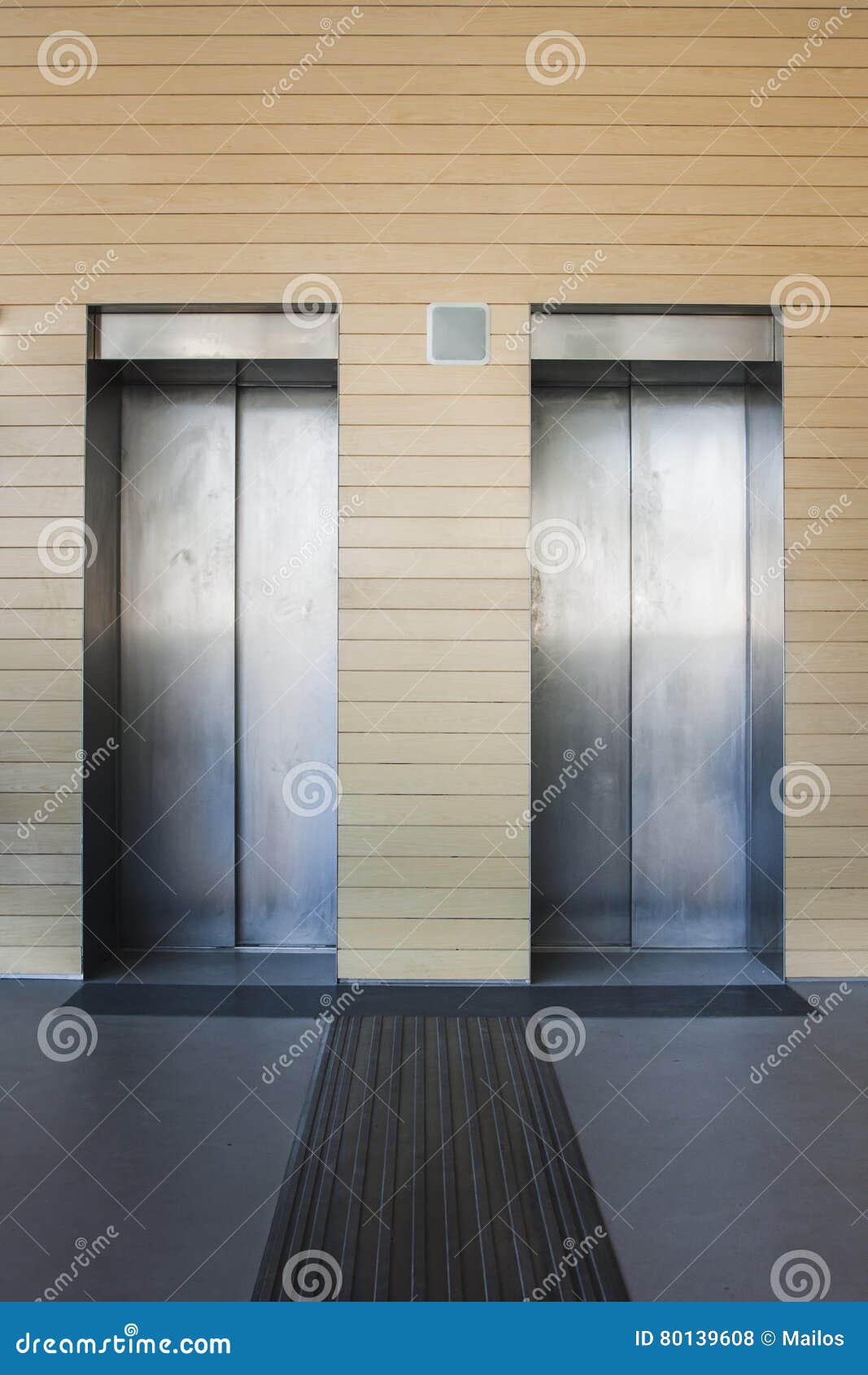 Front View of a Modern Elevator with Closed Doors in Lobby Stock Photo ...
