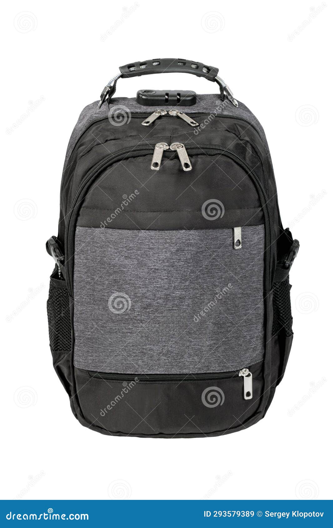Front View of a Modern Gray Travel Backpack Stock Image - Image of ...