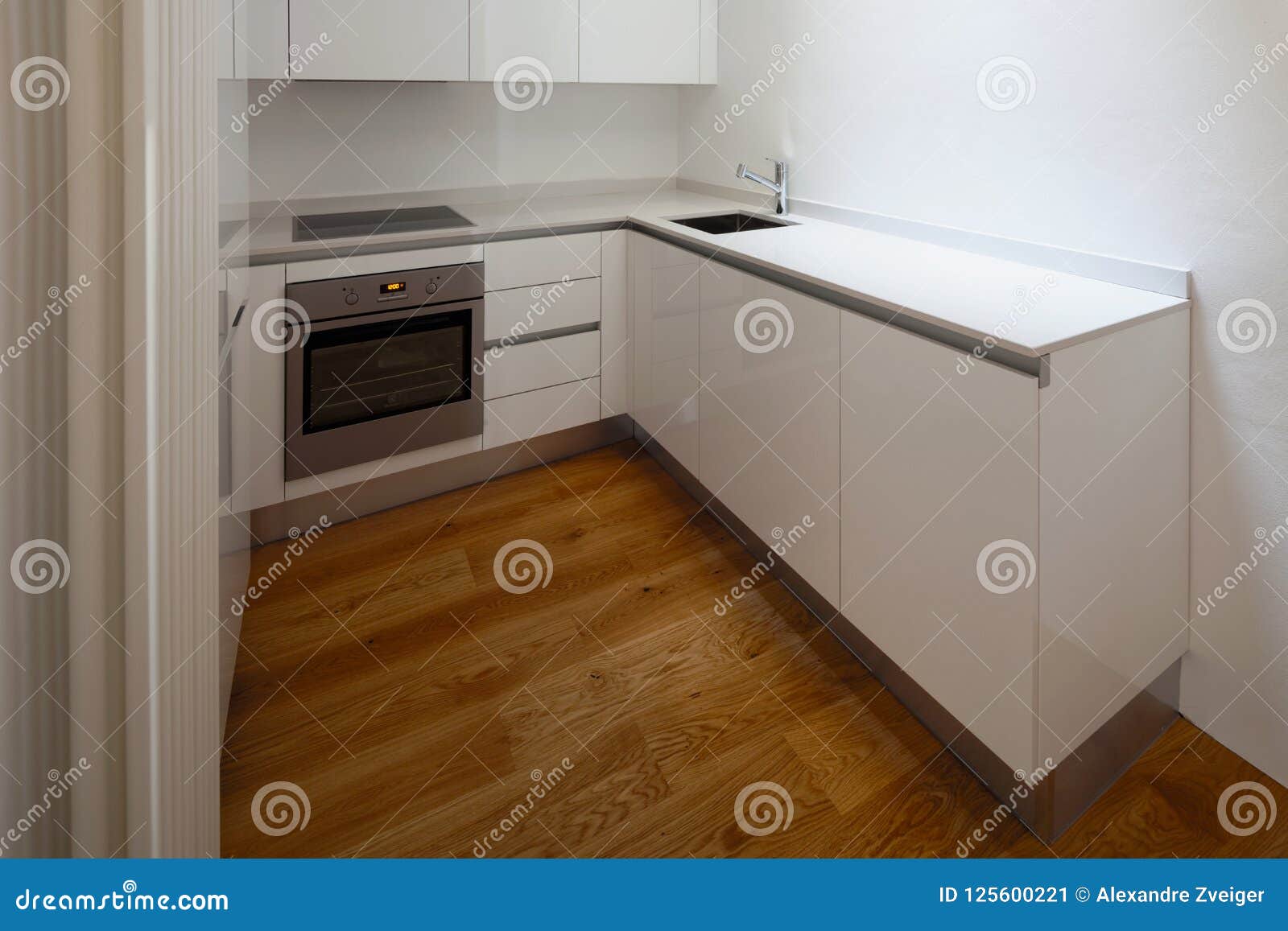 Front View of Modern Kitchen Stock Image - Image of house, apartment ...
