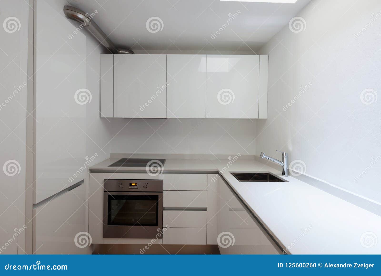 Front View of Modern Kitchen Stock Photo - Image of detail, home: 125600260