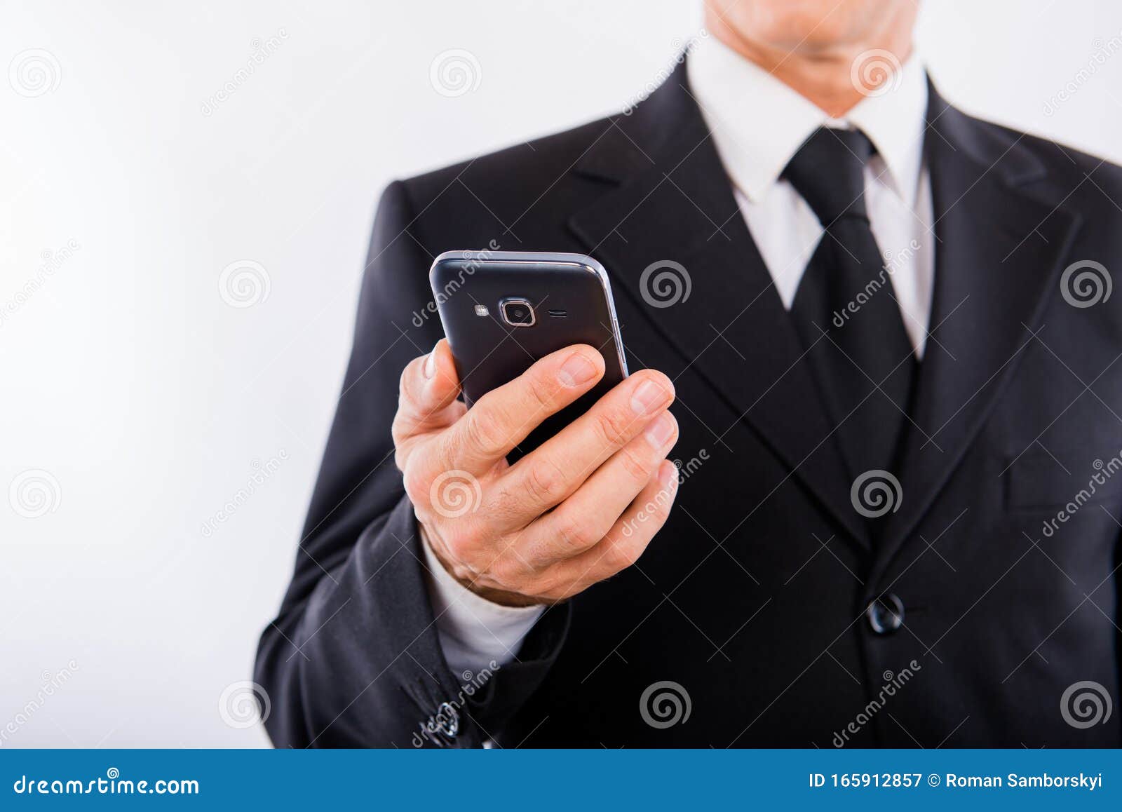 A Front View of Modern Mobile Phone in a Hand Stock Image - Image of ...