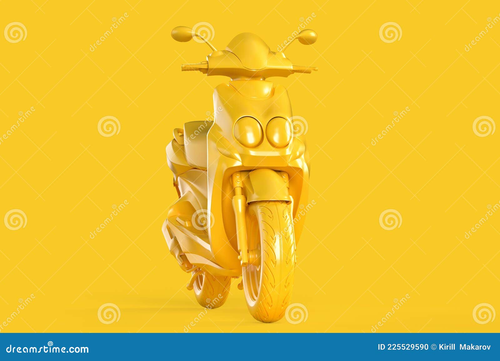 Front View of Modern Motor Scooter. 3D Illustration Stock Illustration ...