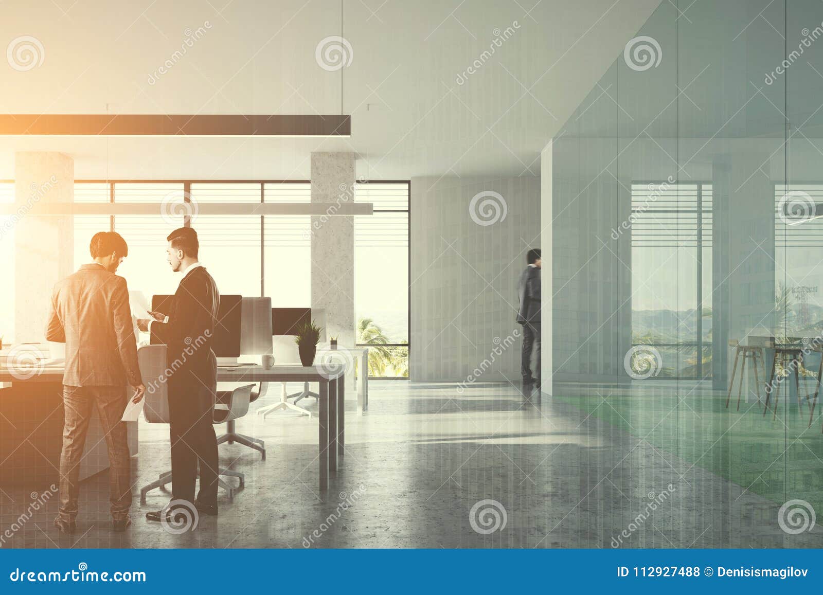Front View of an Open Space Office Toned Stock Illustration ...