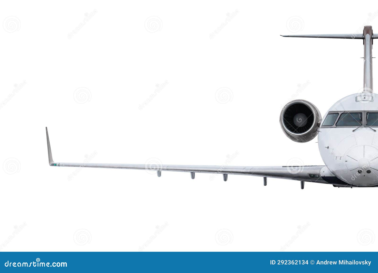 Front View of the Modern Private Jet Fly Isolated on White Background ...