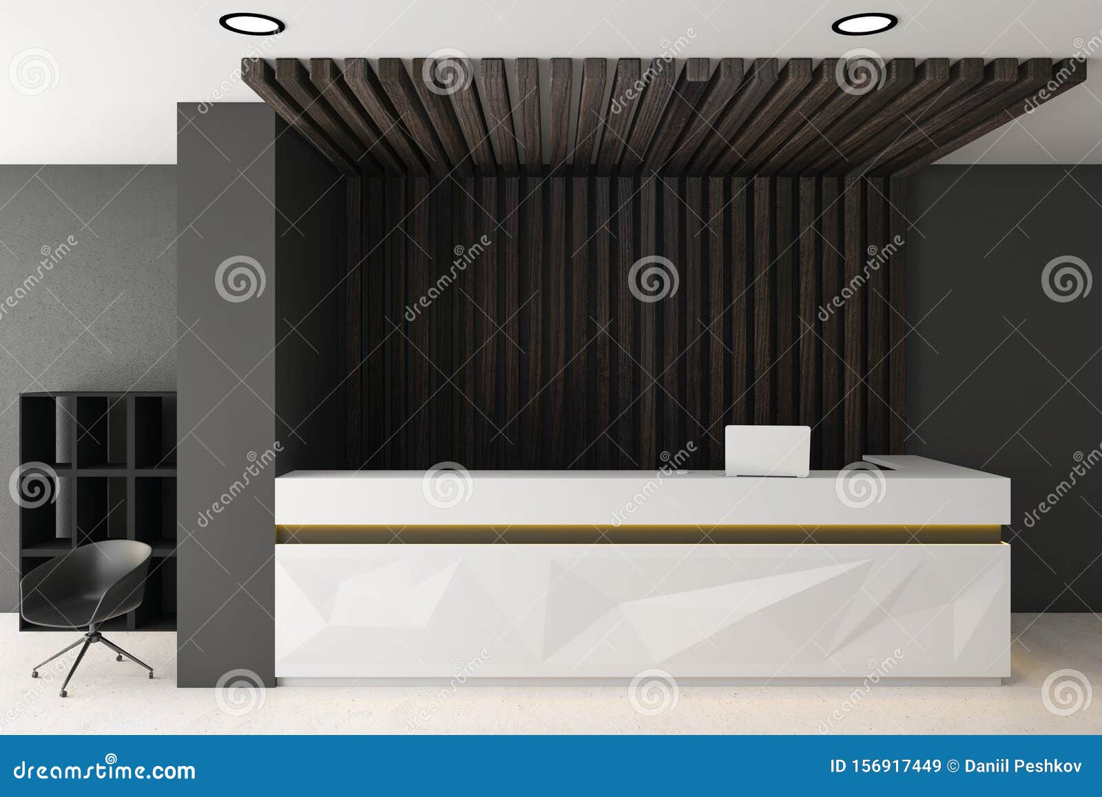 Front View of Modern Reception Stock Illustration - Illustration of ...