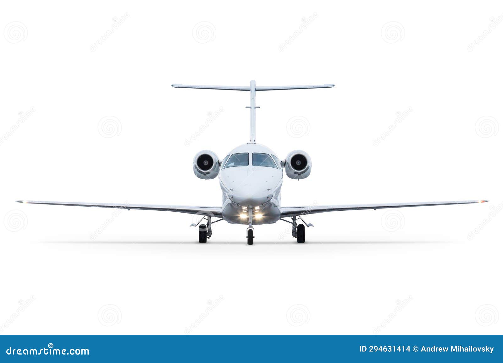 Front View of the Modern White Business Jet Isolated Stock Photo ...