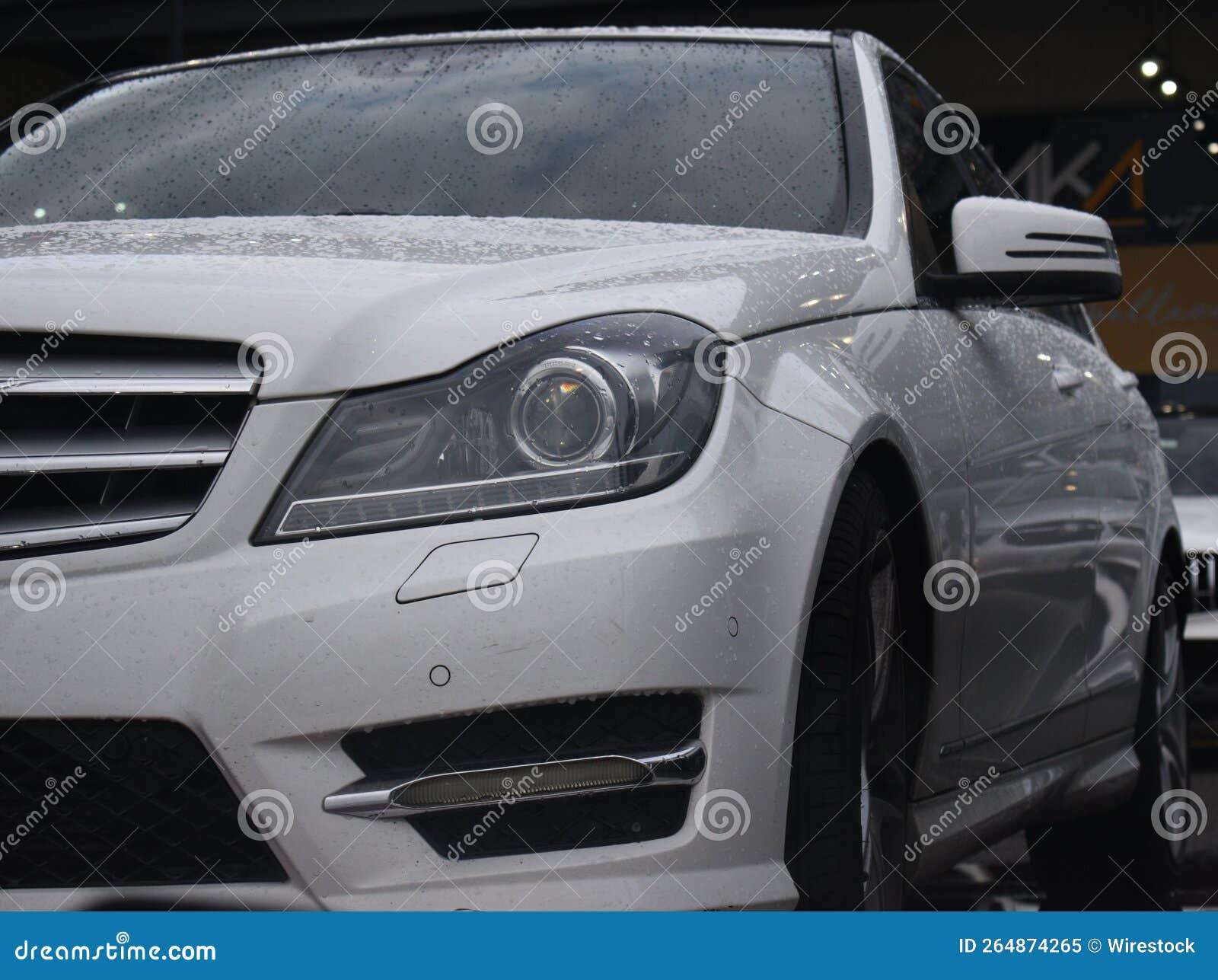 Front View of a Modern White Car with Waterdrops on it Editorial Image ...
