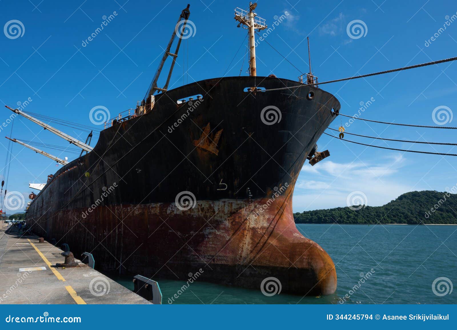 Loading Containers On A Container Ships, Port Cranes And Huge Ships ...