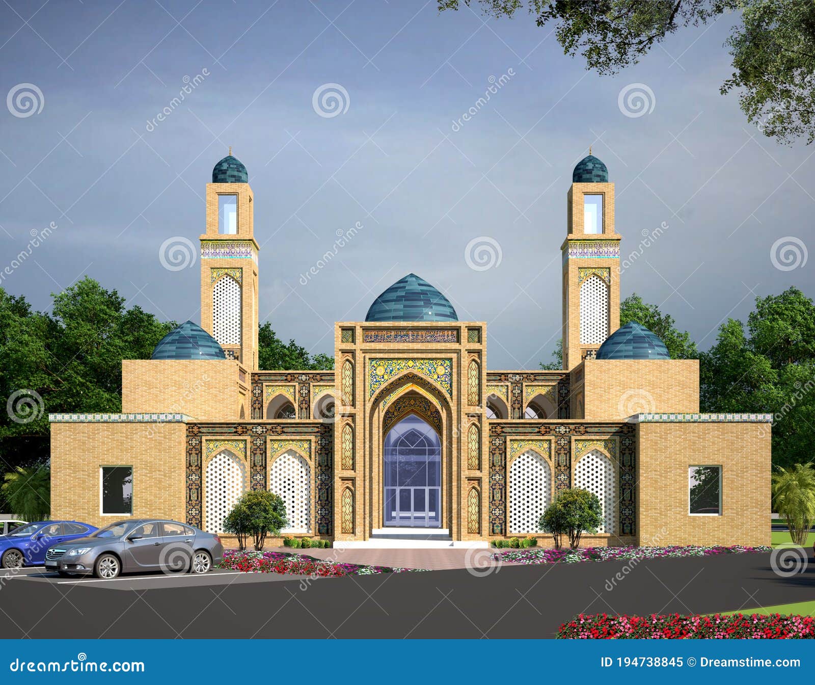Front View of Mosque in Pakistan Stock Illustration - Illustration of ...