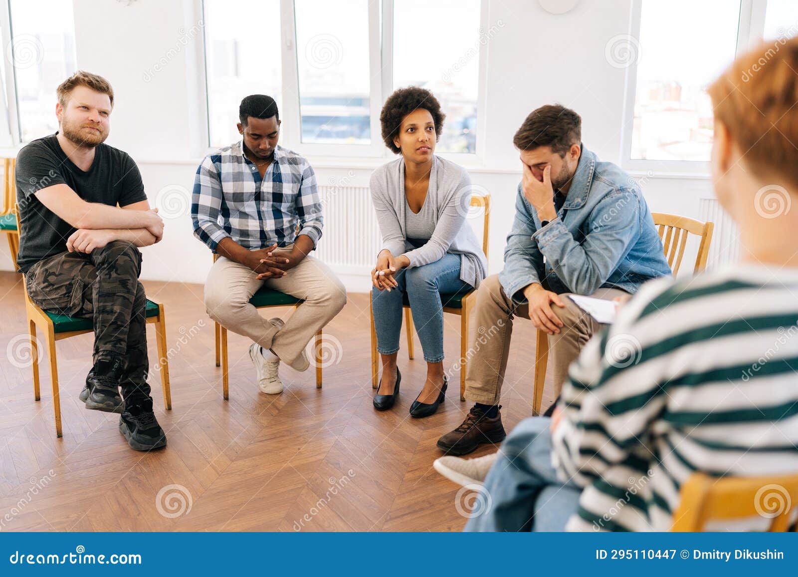 Front View of Multi-ethnic Different Ages People Having Discussion ...