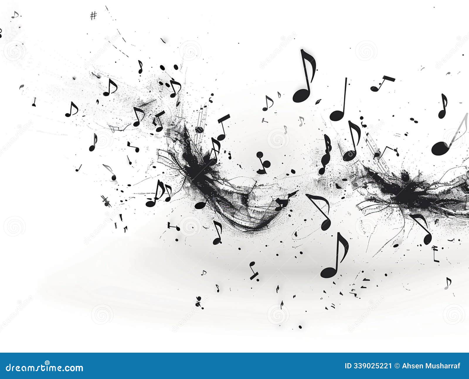 Front View of a Music Note with Wave Line Design on White Background ...