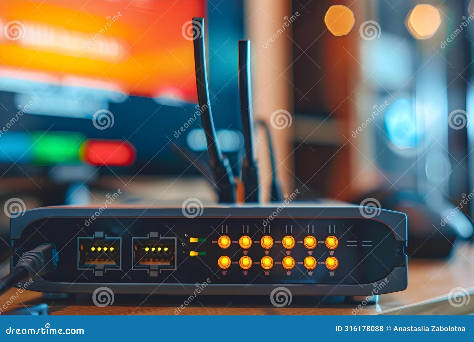 Front View of a Networking Router Indicating Home Automation Services ...