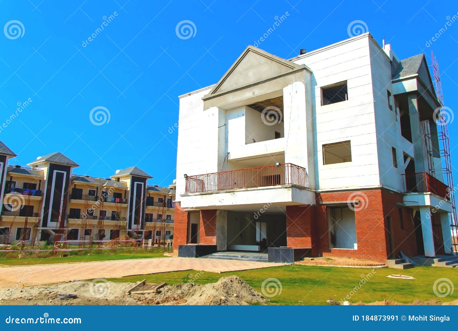 Front View of New Construction of Building, Sonipat, Haryana, July 2019 ...