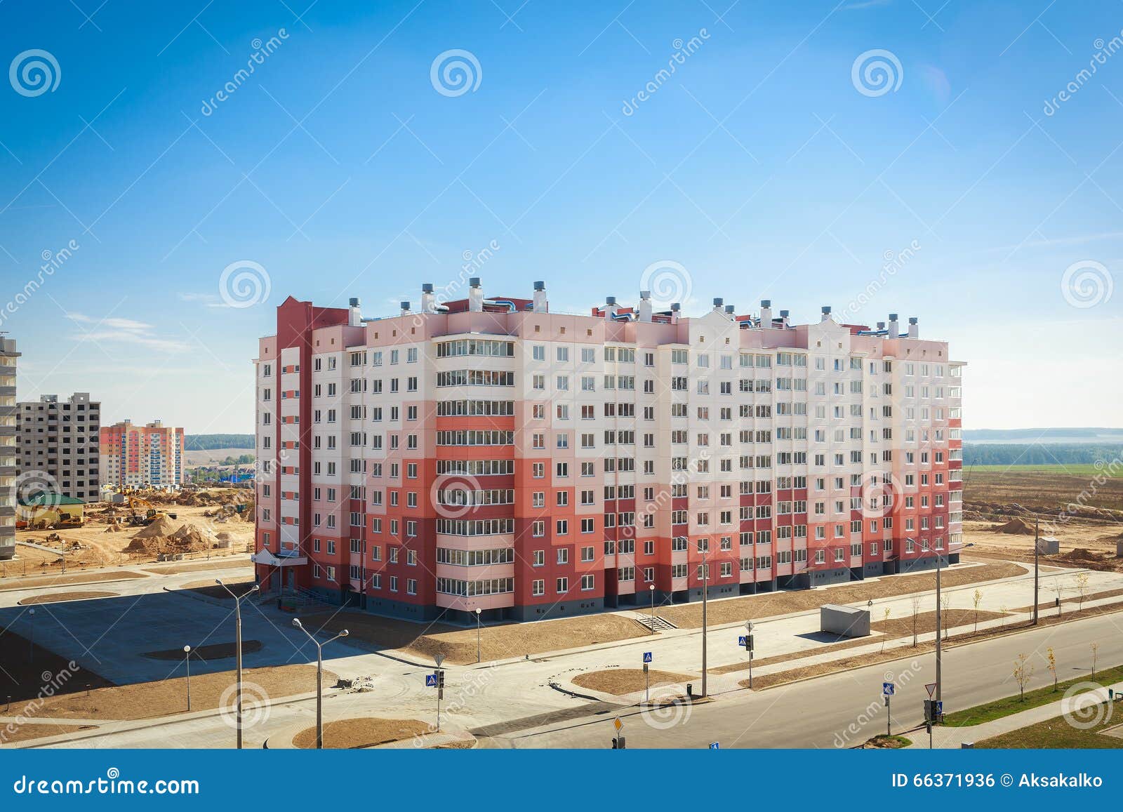 Front View of New Panel Building Stock Photo - Image of edifice ...