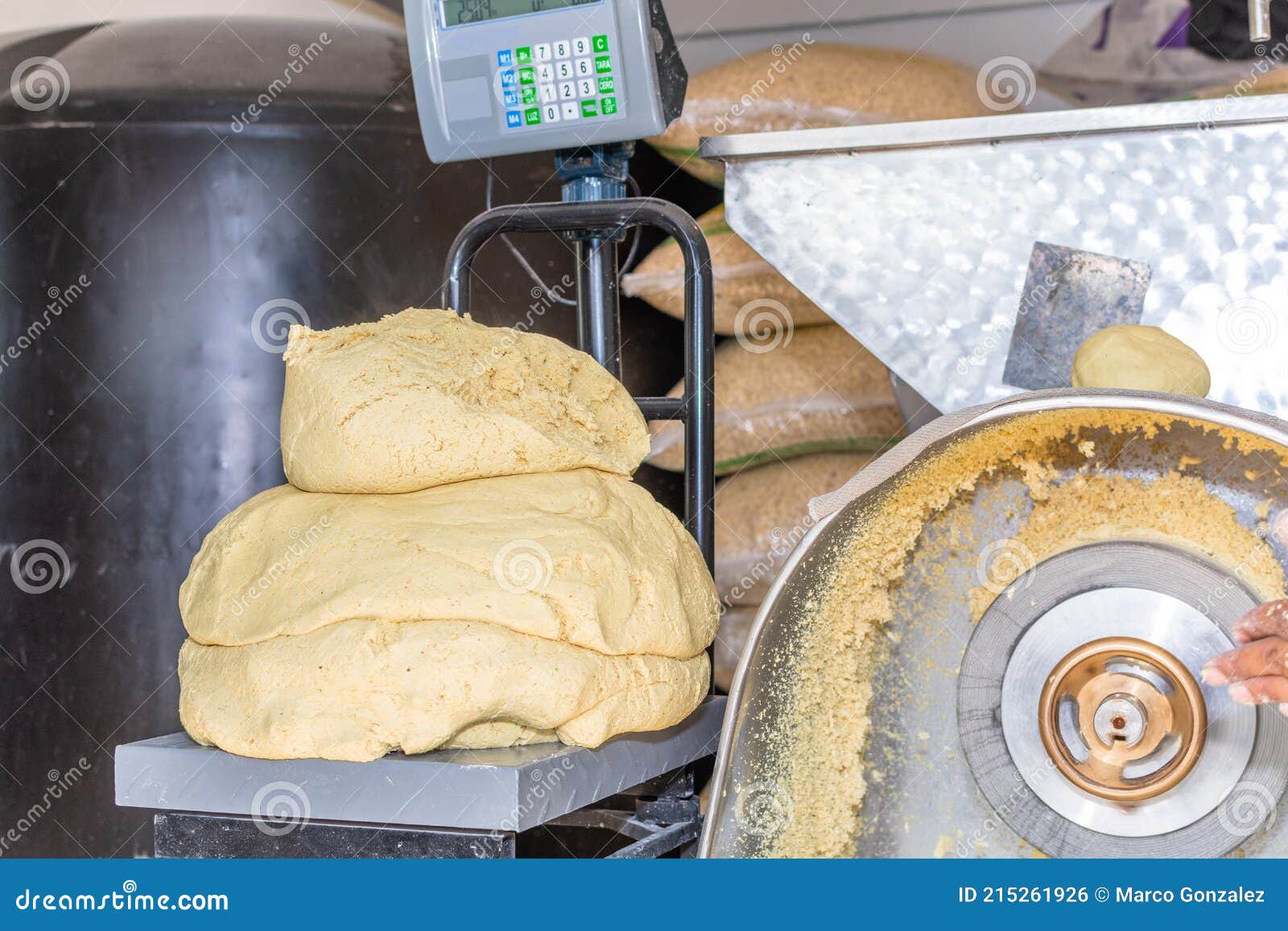 Front View of a Nixtamal Mill and a Scale Weighing Dough Stock Photo ...