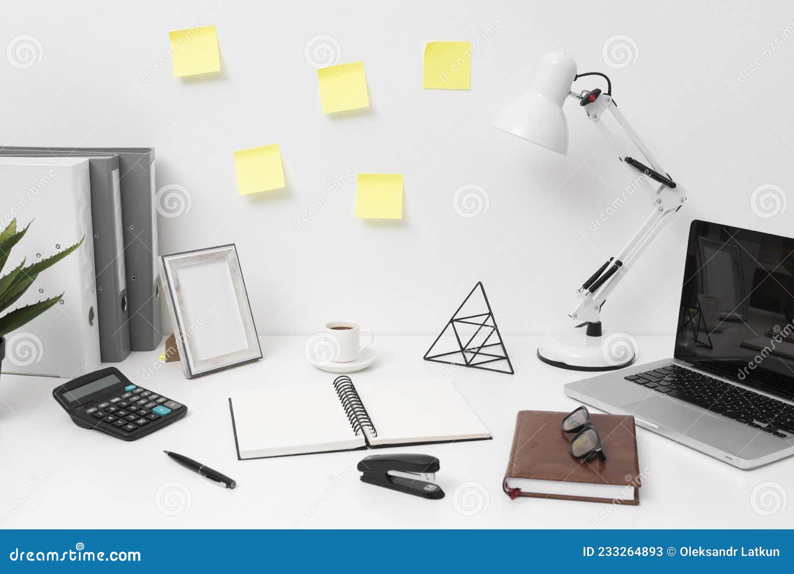 Front View Office Desk Arrangement. High Quality Photo Stock Image ...