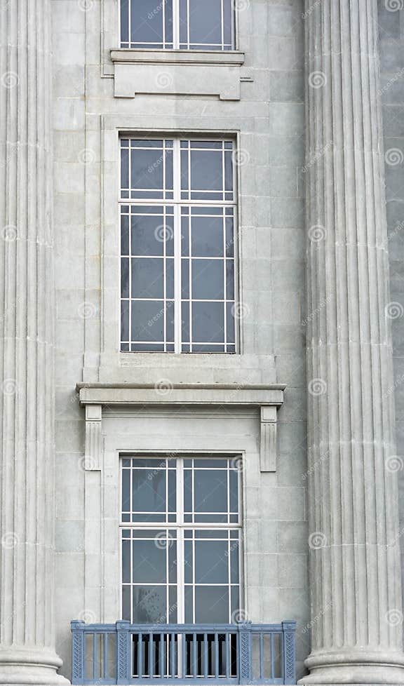 Front View of an Old Building with Huge Windows Stock Photo - Image of ...